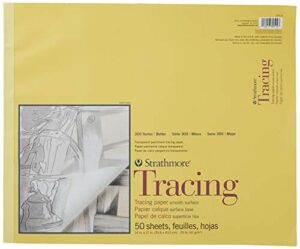 strathmore 300 series tracing paper pad, tape bound, 14x17 inches, 50 sheets (25lb/41g) - artist paper for adults and students