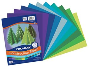 tru-ray construction paper, cool assorted, 9" x 12", 150 sheets