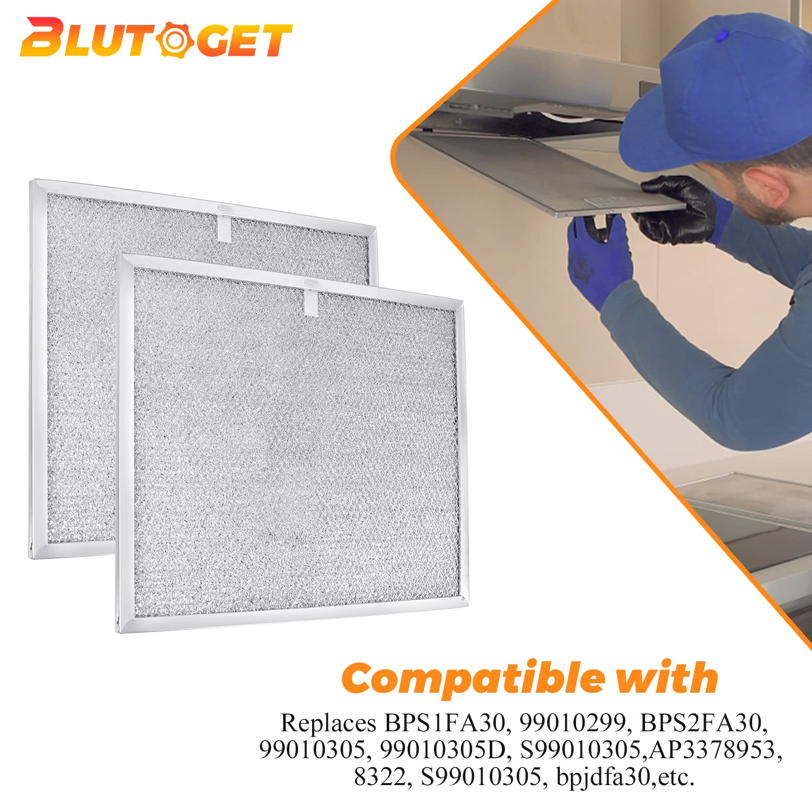 2024 UPDATE BPS1FA30 Range Hood Aluminum Filter 2 Pack by Blutoget - 11-3/4" x 14-1/4" x 3/8" - Fit for B-roan Nutone Grease Filter QS1 and WS1 30 - Replaces BPS1FA30 99010299 S99010299 AP3378953 8322