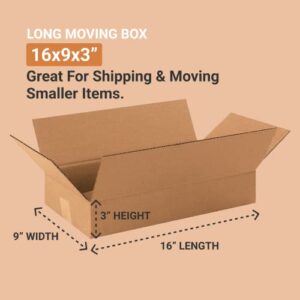 AVIDITI 16 x 9 x 3 Corrugated Cardboard Boxes, Long 16"L x 9"W x 3"H, Pack of 25 | Shipping, Packaging, Moving, Storage Box for Home or Business, Strong Wholesale Bulk Boxes