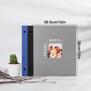 Lanpn Photo Album 11x14, Linen Hard Cover Acid Free Slip Slide in Photo Albums Sleeves Holds 50 Top Load Vertical Only 11x14 Pictures (Blue)