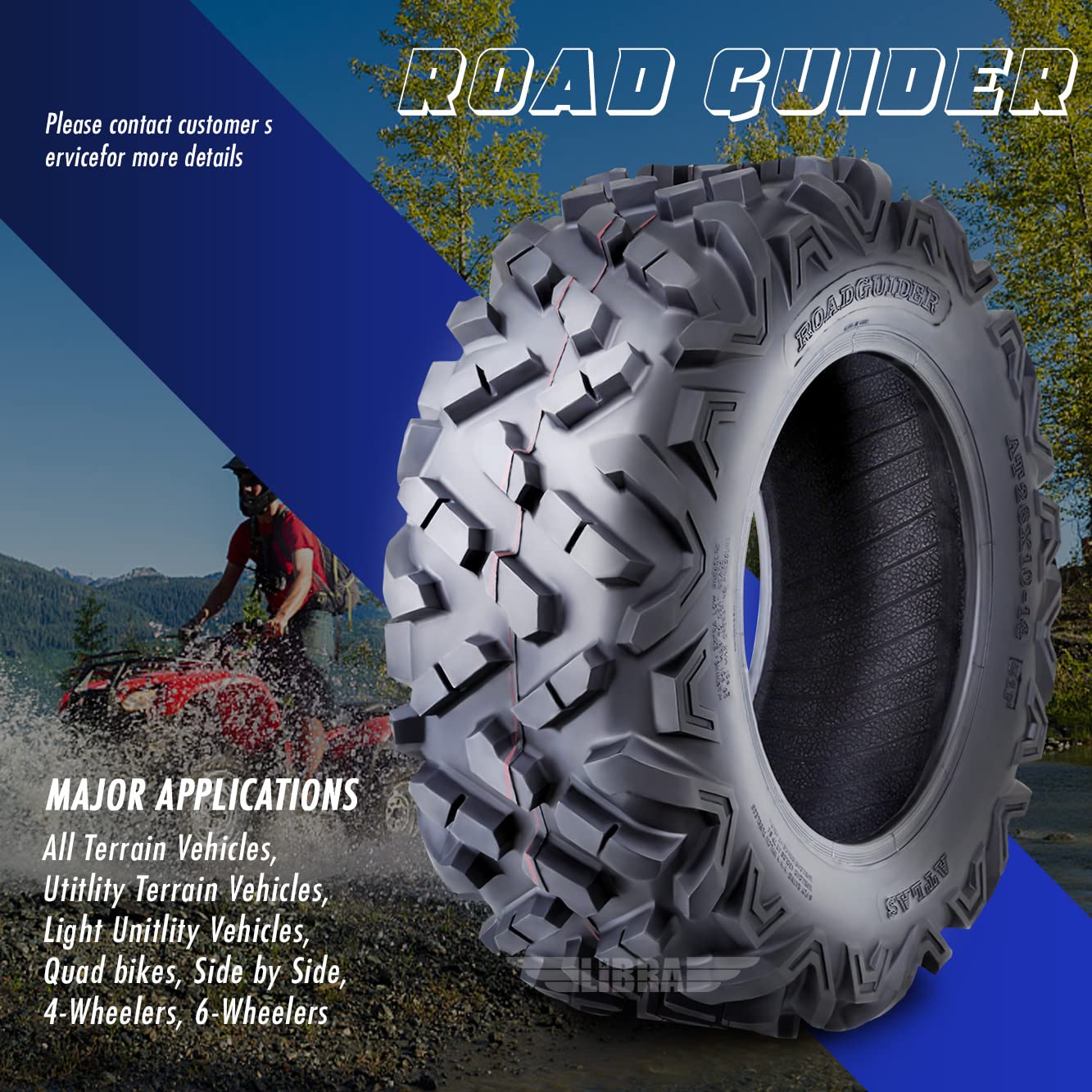 ROADGUIDER Full Set ATV UTV Tires 27x9-14 27x9x14 Front & 27x11-14 27x11x14 Rear 6PR All Terrain