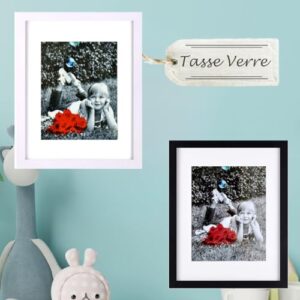 Tasse Verre 9x12 Picture Frames (2-Pack) with Glass Front and Pre-Installed Sawtooth Hanging Hooks, Optional Wide Mat for 6" x 8" Photos