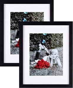 tasse verre 9x12 picture frames (2-pack) with glass front and pre-installed sawtooth hanging hooks, optional wide mat for 6" x 8" photos