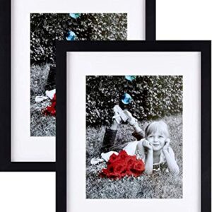 Tasse Verre 9x12 Picture Frames (2-Pack) with Glass Front and Pre-Installed Sawtooth Hanging Hooks, Optional Wide Mat for 6" x 8" Photos