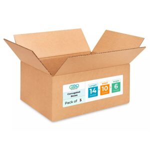 idl packaging small corrugated shipping boxes 14"l x 10"w x 6"h (pack of 5) - excellent choice of sturdy packing boxes for usps, ups, fedex shipping - easy-to-recycle cardboard boxes for packaging