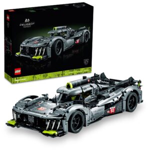 lego technic peugeot 9x8 24h le mans hybrid hypercar 42156 collectible race car building kit for adults and teens, 1:10 scale racing car model, gift for motorsport fans