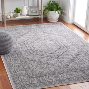 safavieh adirondack collection area rug - 10' x 14', light grey & dark grey, oriental medallion design, non-shedding & easy care, ideal for high traffic areas in living room, bedroom (adr108c)