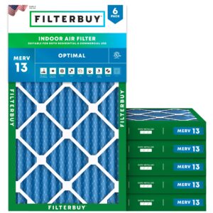 filterbuy 14x25x2 air filter merv 13 optimal defense (6-pack), pleated hvac ac furnace air filters replacement (actual size: 13.50 x 24.50 x 1.75 inches)