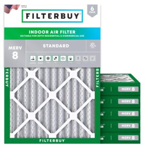 filterbuy 14x20x2 air filter merv 8 dust defense (6-pack), pleated hvac ac furnace air filters replacement (actual size: 13.50 x 19.50 x 1.75 inches)