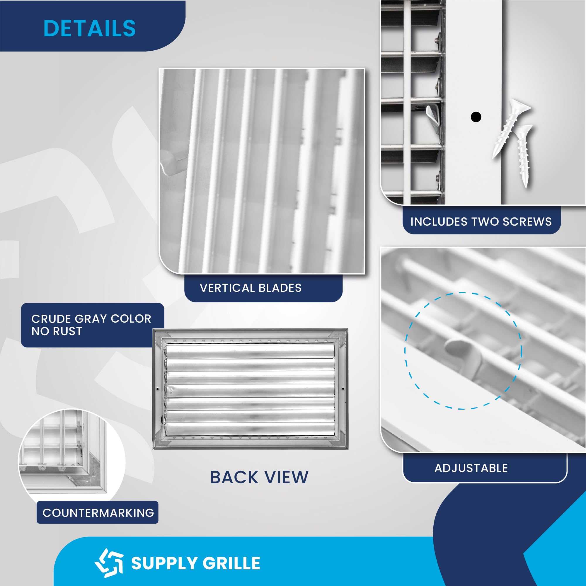 Premium Aluminum Wall Vent Cover - 14 x 8 Inch AC Grille with Adjustable Blades - Rustproof and Durable - Enhance Airflow Efficiency- [Front Grille Size: 15.6" x 9.6"][Duct Hole:14 x 8]