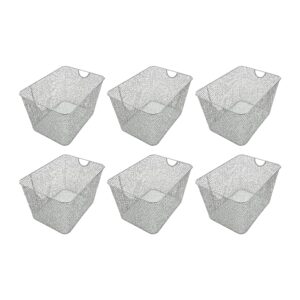 ybm home kitchen pantry organizer wire basket for shelves, cabinets, pantry, countertop, mesh open storage bin metal basket for organizing food supplies 14 x 10 x 9, pack of 6, silver