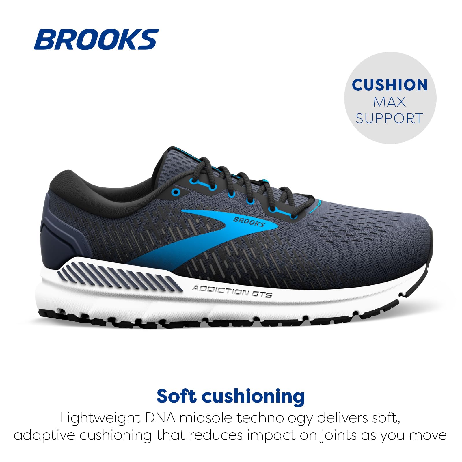 Brooks Men's Addiction GTS 15 Supportive Running Shoe - India Ink/Black/Blue - 9 X-Wide