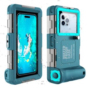 underwater snorkeling diving phone case for iphone 15/14/13/12/11 pro max/xr/xs/x samsung galaxy s24/s23/s22/s21, professional scuba dive waterproof case underwater photo & video housing (teal-blue)