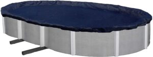 winter block wcp1218ov premium ground oval, 12' x 18' ft, aboveground pools winter cover 8-year warranty, includes winch and cable, strength & durability, uv protection, solid blue