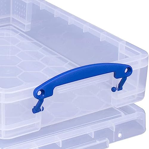 Really Useful Box 4C Plastic Stackable Storage Container with Snap Lid and Built In Clip Lock Handles for Home and Office Organization, Clear