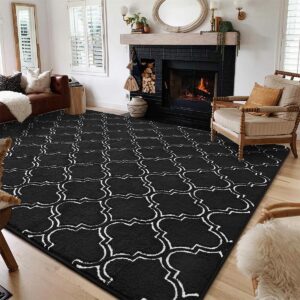 homore black and white area rugs for bedroom, 6x9 black memory foam rugs for boys bedroom, black fluffy shag rugs for living room, large rug and carpets for kids nursery playroom classroom decor