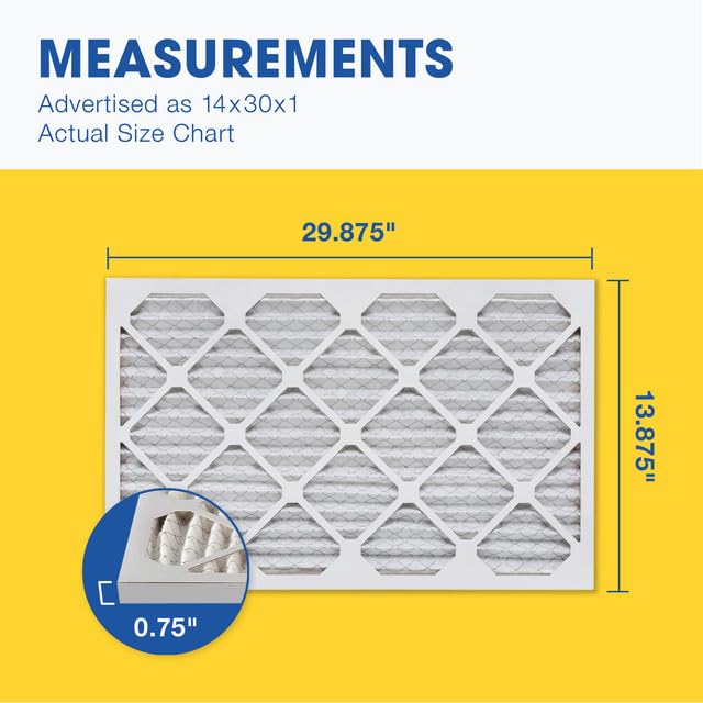 Aerostar 14x30x1 MERV 11 Pleated Air Filter, AC Furnace Air Filter, 4 Pack (Actual Size: 13 7/8" x 29 7/8" x 3/4")