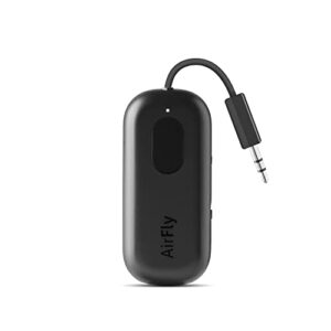 twelve south airfly pro bluetooth wireless audio transmitter/receiver for up to 2 airpods/ headphones; use with any 3.5 mm audio jack, black