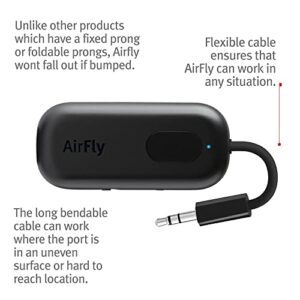 Twelve South AirFly Pro Bluetooth Wireless Audio Transmitter/Receiver for up to 2 AirPods/ Headphones; Use with Any 3.5 mm Audio Jack, Black