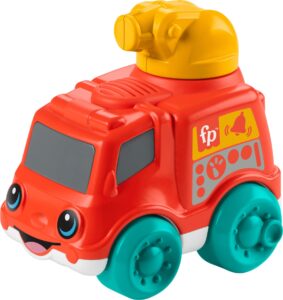 fisher-price baby toy chime & ride fire truck push-along vehicle with fine motor activities for infants ages 6+ months