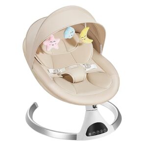 harppa electric baby swings for infants to toddler, portable babies rocker bouncer for newborn boy and girls, motorized bluetooth swing, music speaker with 12 preset lullabies(khaki)