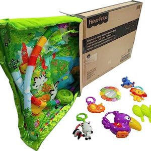 Fisher-Price Playmat Rainforest Music & Lights Deluxe Gym with 10+ Toys & Activites for Newborn Tummy Time Play