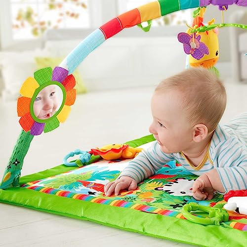 Fisher-Price Playmat Rainforest Music & Lights Deluxe Gym with 10+ Toys & Activites for Newborn Tummy Time Play