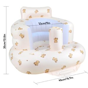 Baby Inflatable Seat for Babies 3-36 Months, Built in Air Pump Infant Back Support Sofa, Infant Support Seat Toddler Chair for Sitting Up, Baby Shower Chair Floor Seater Gifts (Baby Bear)