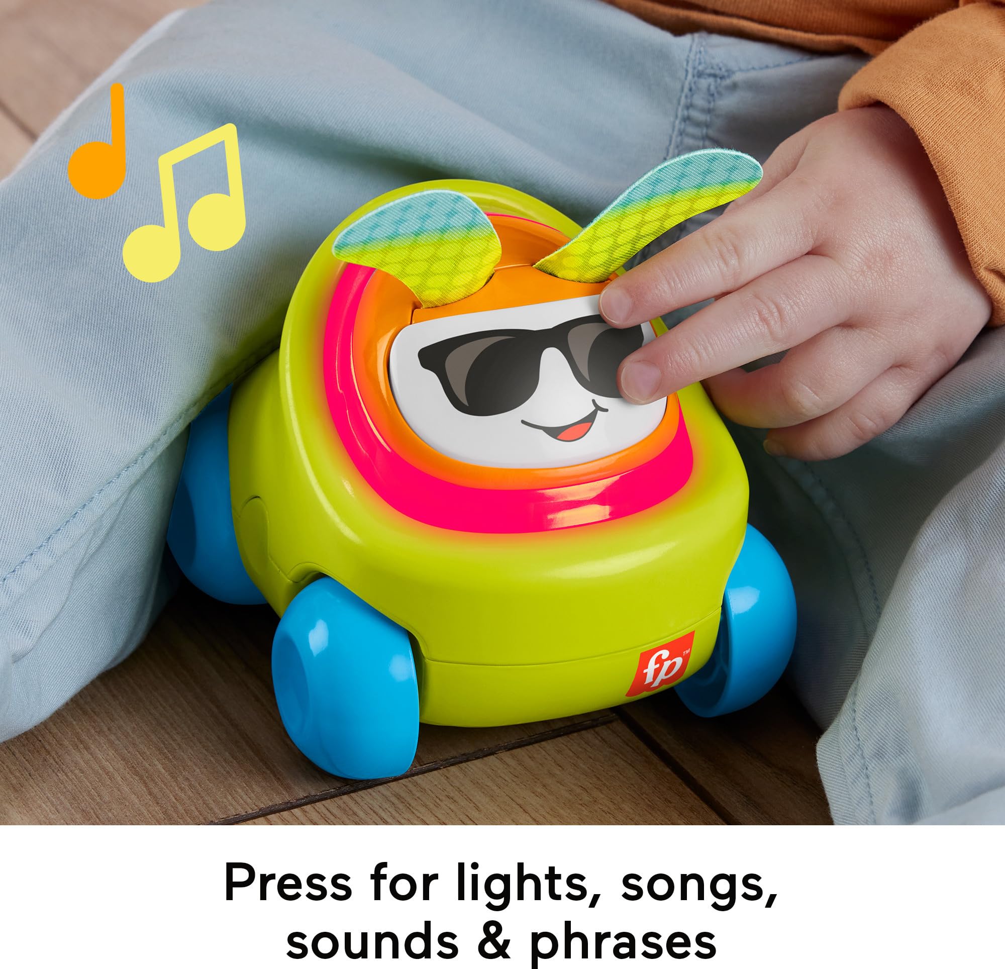 Fisher-Price DJ Buggy Baby Toy Car with Lights Music Sounds and Learning Songs for Crawling Play, Green