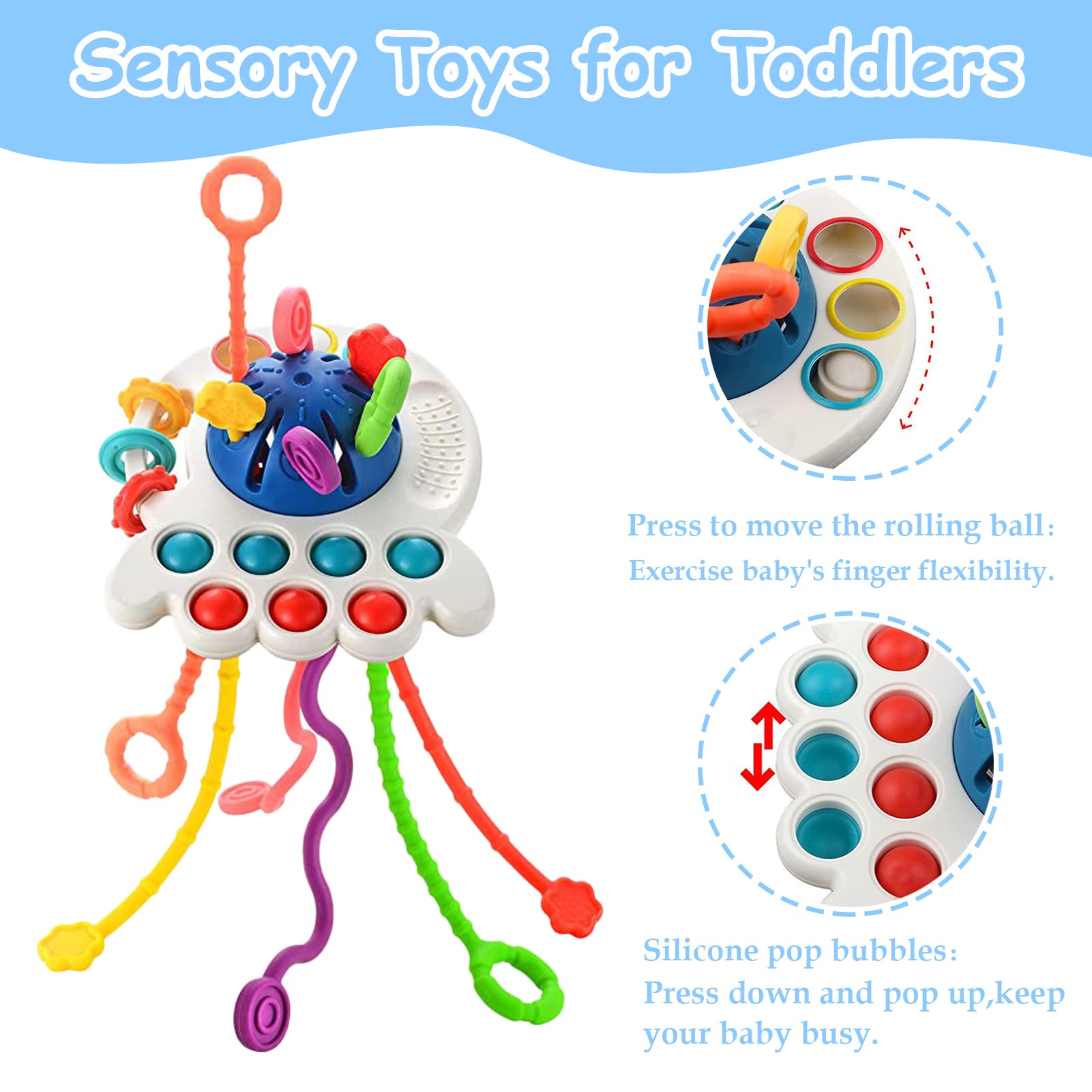 Montessori Toys for 1 Year old-Baby Toys 6 to 12 Months Sensory Toys for Toddlers 1-3 Food Pull String Activity Toys for Baby Fine Motor Skills Travel Toys Birthday Gifts for Infant Boys Girls Age 1-6