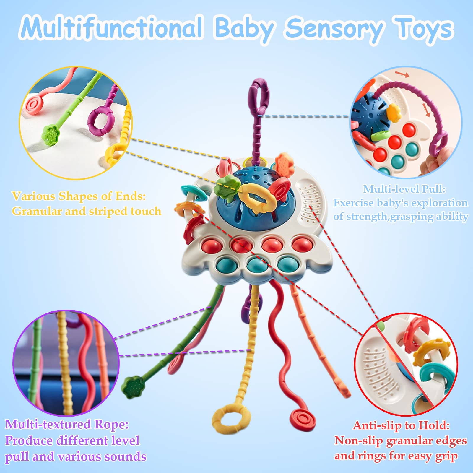 Montessori Toys for 1 Year old-Baby Toys 6 to 12 Months Sensory Toys for Toddlers 1-3 Food Pull String Activity Toys for Baby Fine Motor Skills Travel Toys Birthday Gifts for Infant Boys Girls Age 1-6