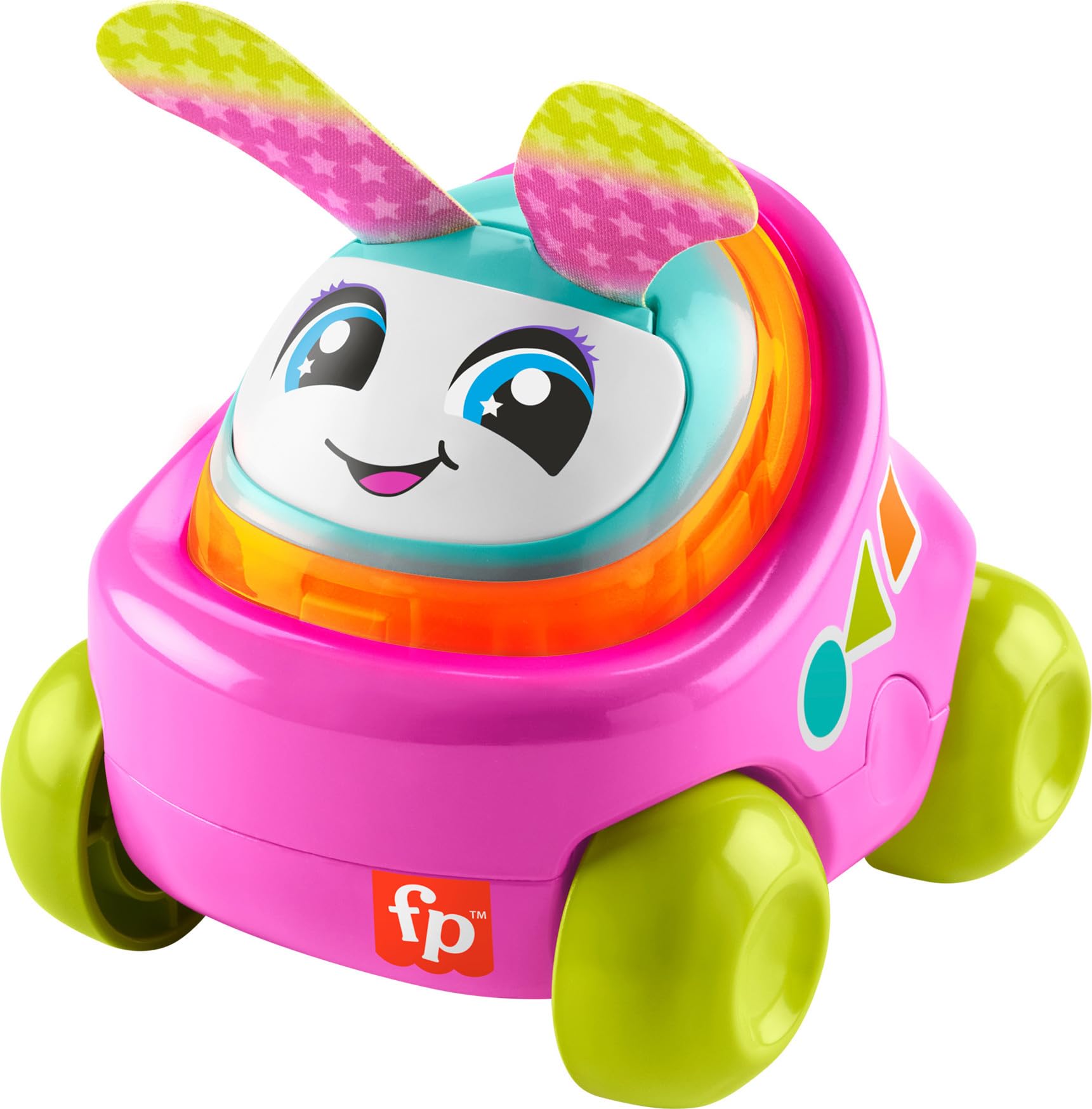 Fisher-Price Baby Learning Toy DJ Buggy Pink Push-Along Car with Music & Lights for Crawling Play for Infants Ages 9+ Months