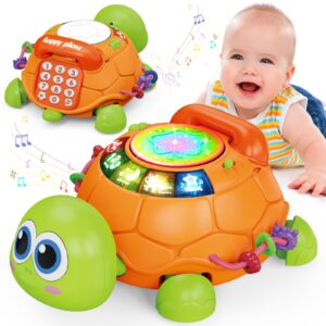 baby toys 6 to 12 months, musical turtle crawling baby toys for 12-18 month, early learning educational toy with light & sound, birthday toy for infant toddler boy girl 7 8 9 10 11 month 1-2 year old