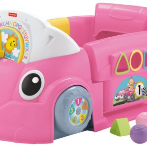 Fisher-Price Baby Learning Toy Laugh & Learn Crawl Around Car Activity Center with Smart Stages for Infants Ages 6+ Months, Pink (Amazon Exclusive)