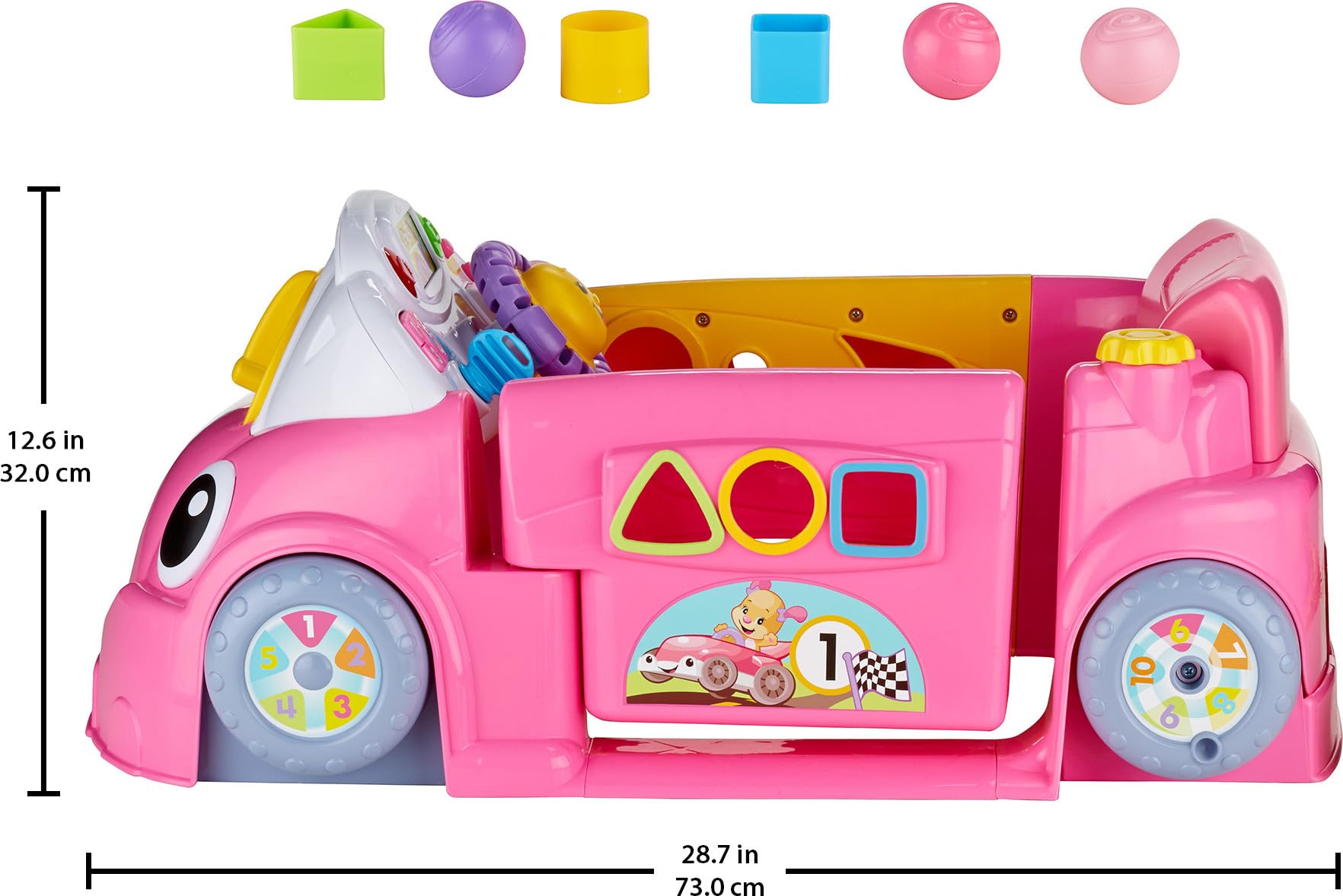 Fisher-Price Baby Learning Toy Laugh & Learn Crawl Around Car Activity Center with Smart Stages for Infants Ages 6+ Months, Pink (Amazon Exclusive)