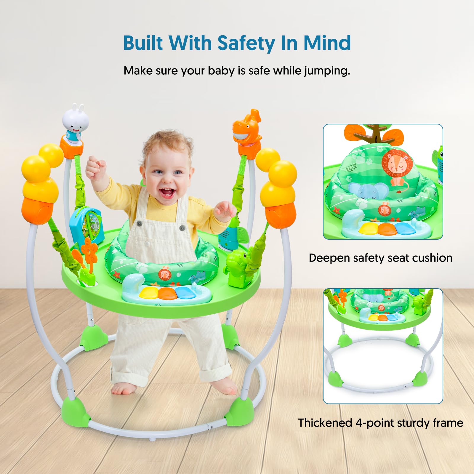 Bellababy Multi-Functional Baby Jumping Activity Center, Interactive Play Center, Baby Discovery Activities Bounces with Lights, Melodies and Colorful Enlightenment Toys, Ages 6 Months+