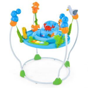 baby joy ocean discovery baby jumpers and bouncers, infant activity center with music lights sounds, 360° rotating seat and 5 adjustable heights, developmental toys for 6-12 months