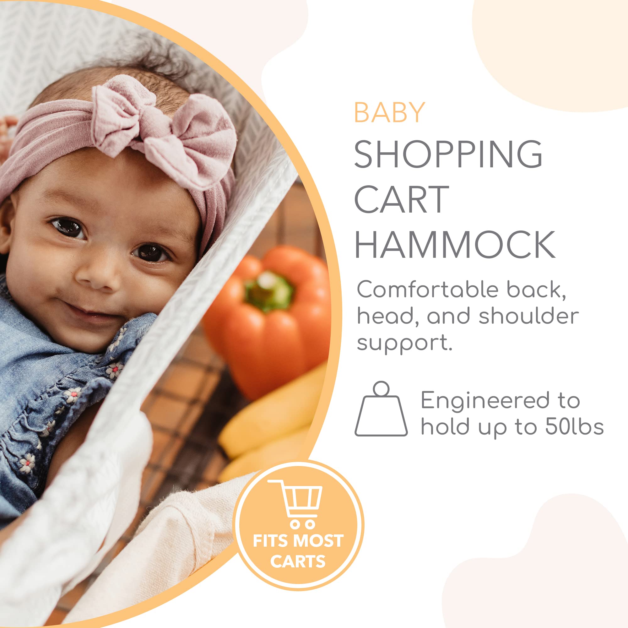 Binxy Baby Shopping Cart Hammock for Infants and Toddlers, Babies, for All Car Seat Models, Grocery, Capacity of up to 50 lbs, Little Arrow