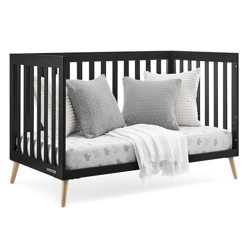 Delta Children Essex 4-in-1 Convertible Baby Crib, Ebony with Natural Legs