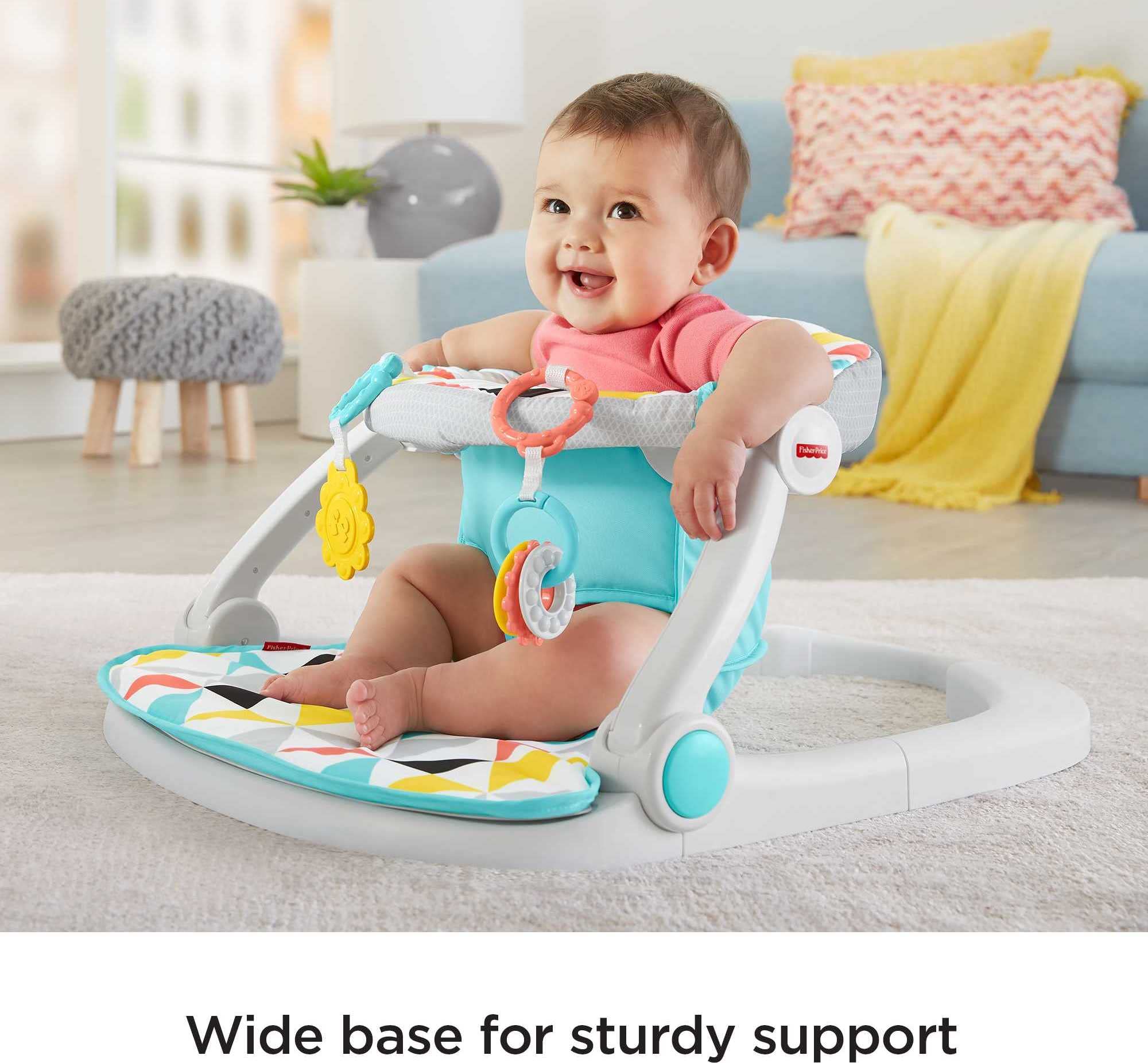 Fisher-Price Baby Portable Chair Sit-Me-Up Floor Seat with Toys and Machine Washable Seat Pad + Fisher-Price Baby Playmat Deluxe Kick & Play Piano Gym with Musical Toy Lights & Smart Stages Learning