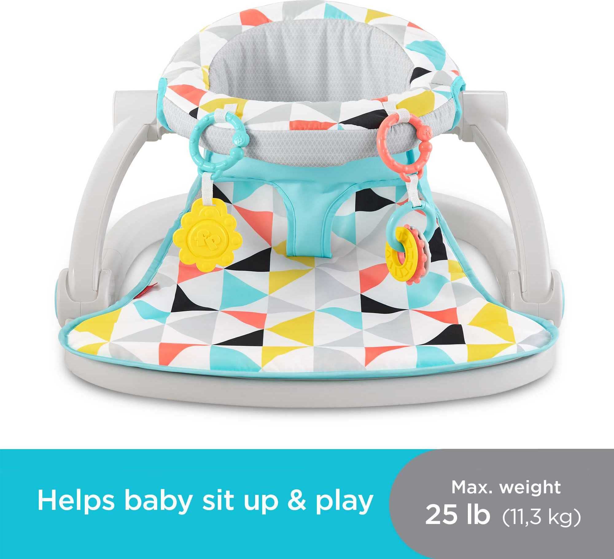 Fisher-Price Baby Portable Chair Sit-Me-Up Floor Seat with Toys and Machine Washable Seat Pad + Fisher-Price Baby Playmat Deluxe Kick & Play Piano Gym with Musical Toy Lights & Smart Stages Learning