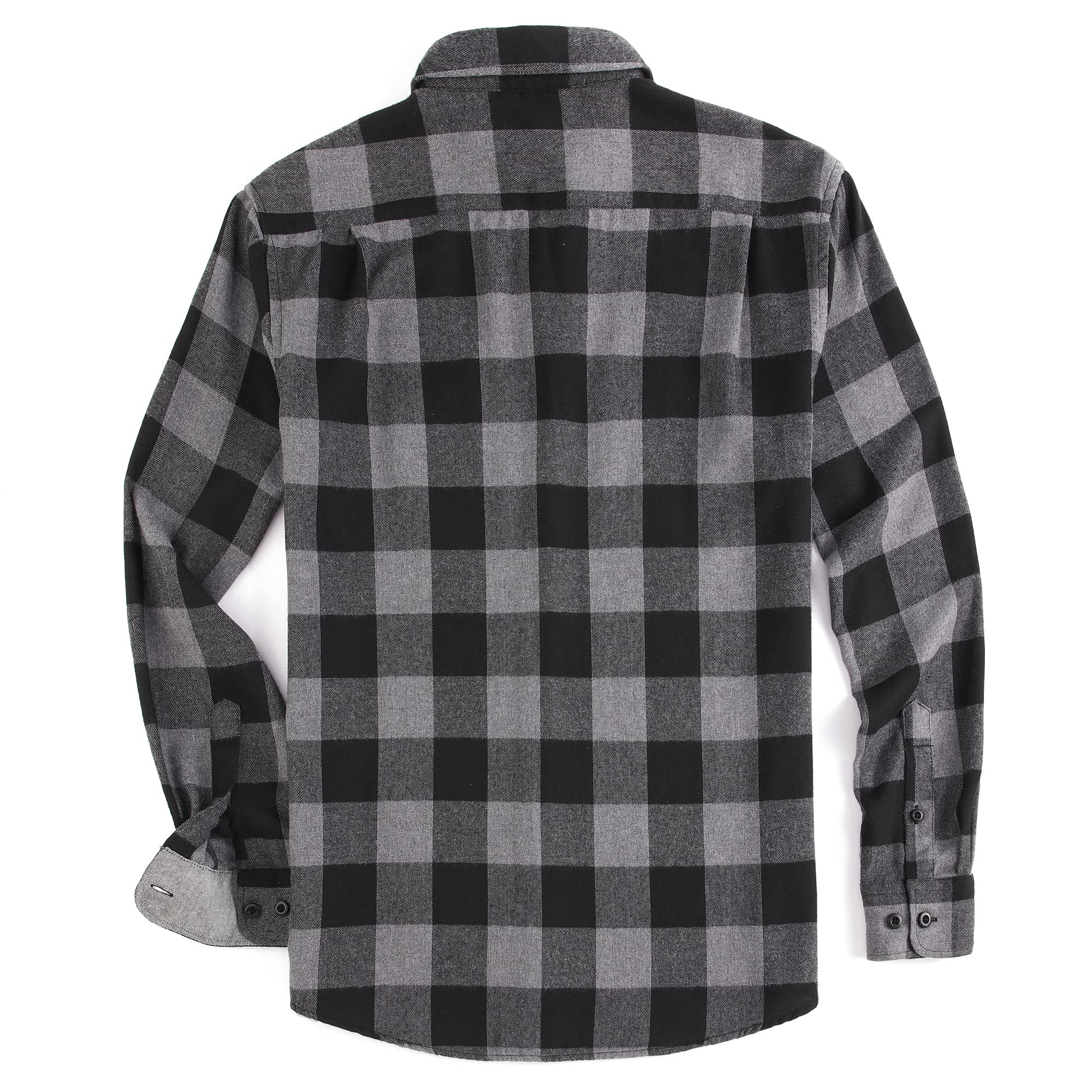 Alex Vando Mens Button Down Shirts Regular Fit Long Sleeve Casual Plaid Flannel Shirt.Grey/Black,L