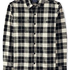 The Children's Place Men's Son Matching Long Sleeve Button Up Shirt, Buffalo Plaid Flannel-Dad, Large