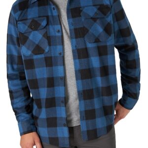 Wrangler Authentics Men's Long Sleeve Heavyweight Fleece Shirt Blue Buffalo Plaid Large