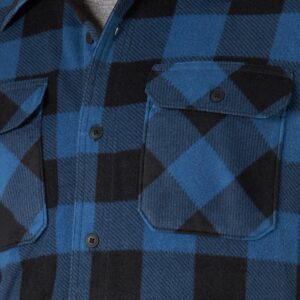 Wrangler Authentics Men's Long Sleeve Heavyweight Fleece Shirt Blue Buffalo Plaid Large