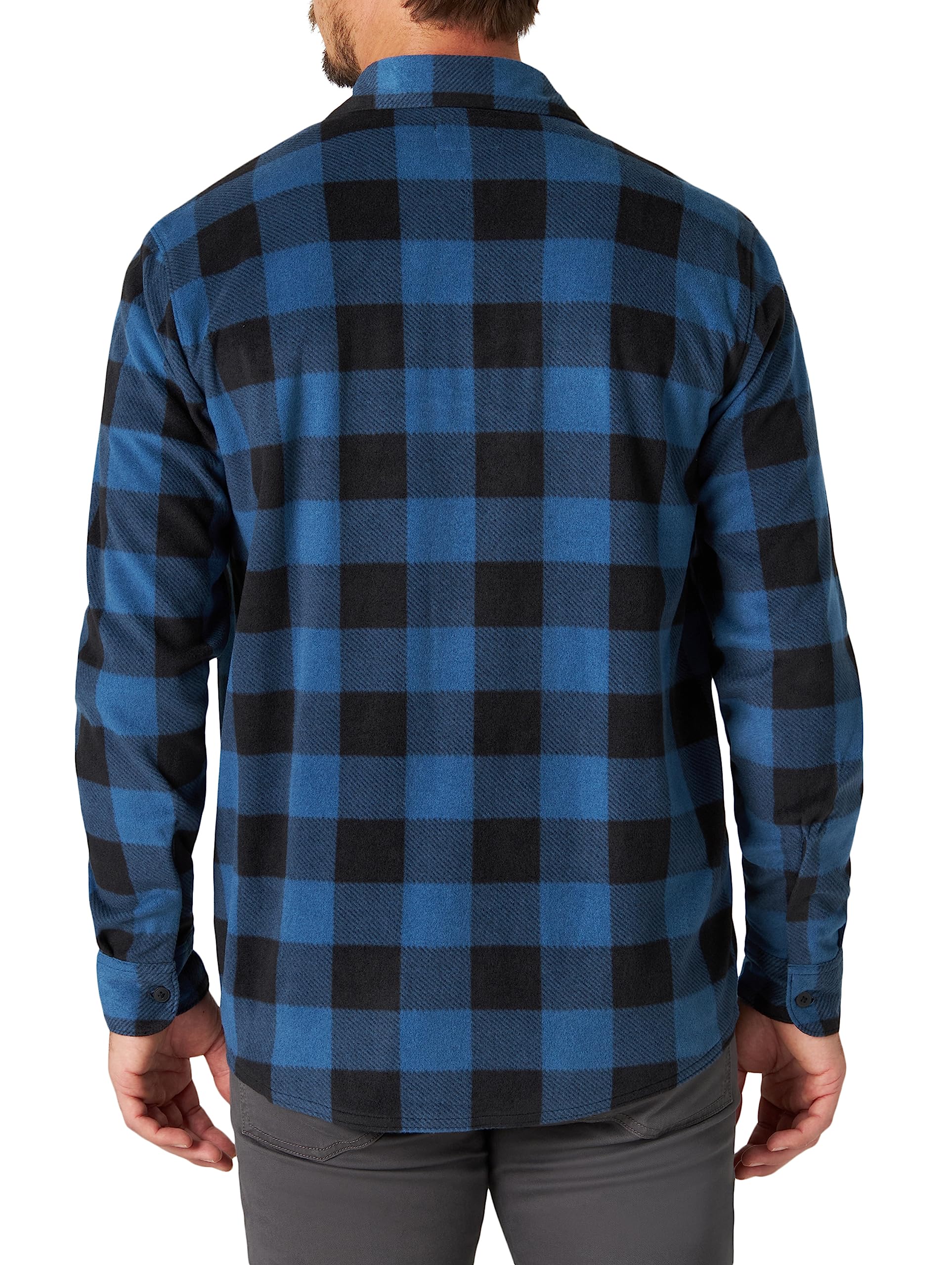 Wrangler Authentics Men's Long Sleeve Heavyweight Fleece Shirt Blue Buffalo Plaid Large