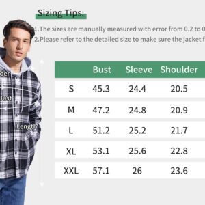 Derbars Men's Cotton Plaid Shirts Jacket Fleece Lined Flannel Shirts Sherpa Button Down Jackets with Hood for Men Black X-Large