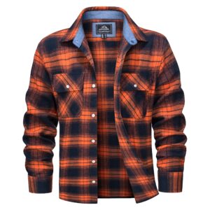 magcomsen men's fall shirts for men button up flannel shirts long sleeve plaid shirts winter shirts casual shirts orange,2xl