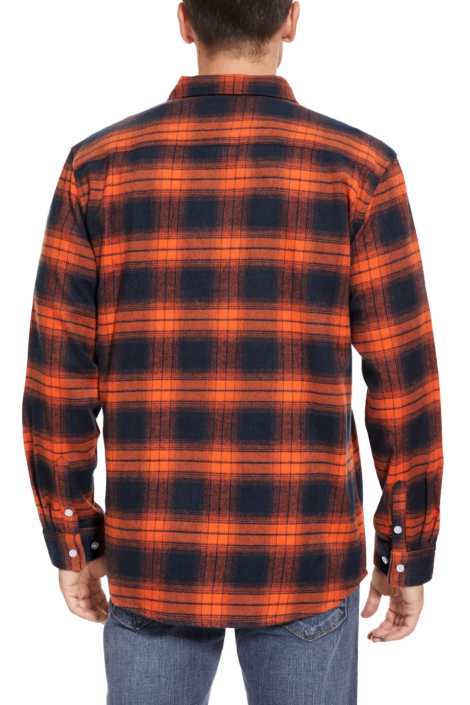 MAGCOMSEN Men's Fall Shirts for Men Button Up Flannel Shirts Long Sleeve Plaid Shirts Winter Shirts Casual Shirts Orange,2XL